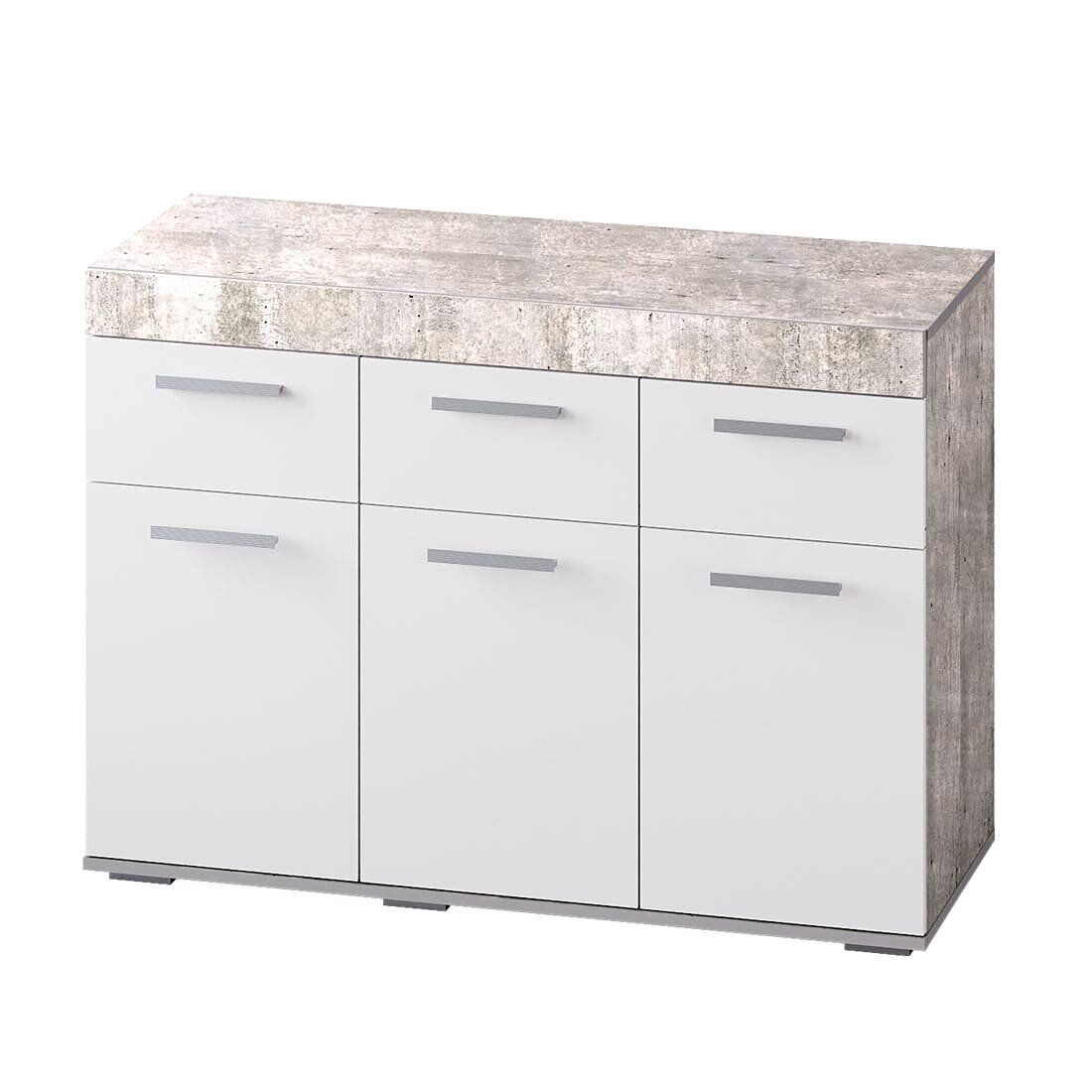 Комод для одежды в спальню Инстайл 120,2х85,6х46,4 см, бетон/белый