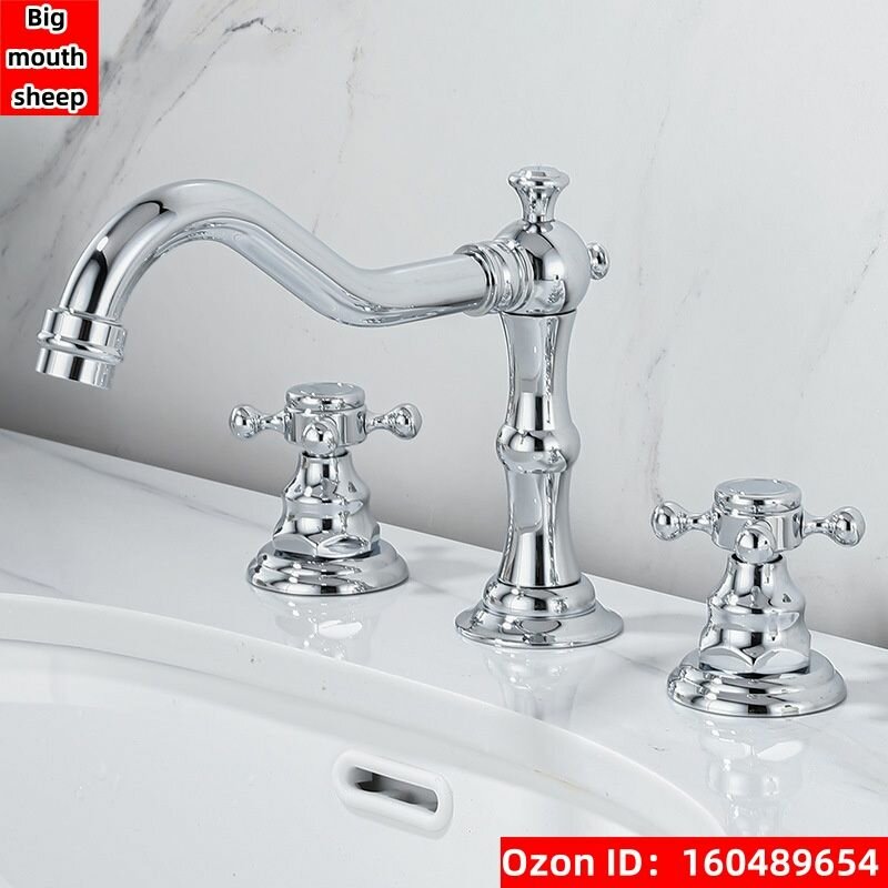 Французский ретро-медный смеситель с 3 отверстиями, оснащенный 2 шлангами и 1 сливным отверстием