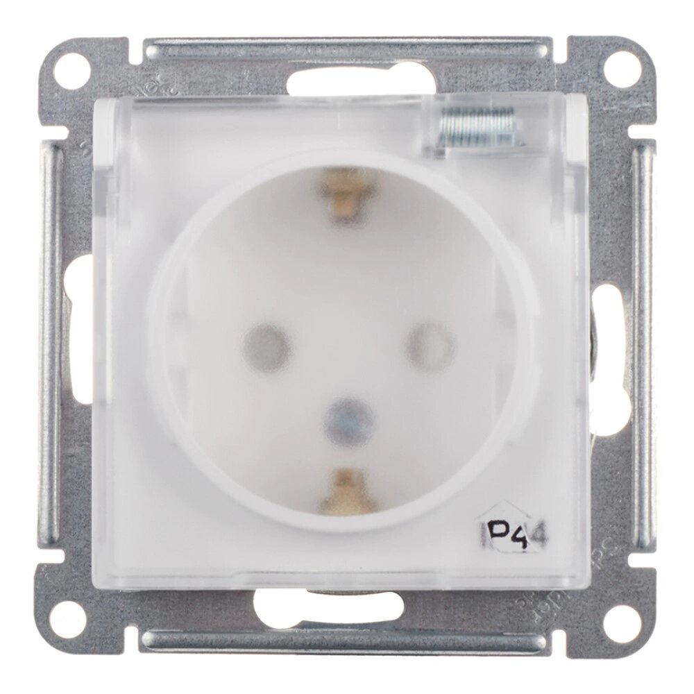 Розетка с заземлением Schneider Electric Атлас Дизайн AQUA с крышкой IP44 белый