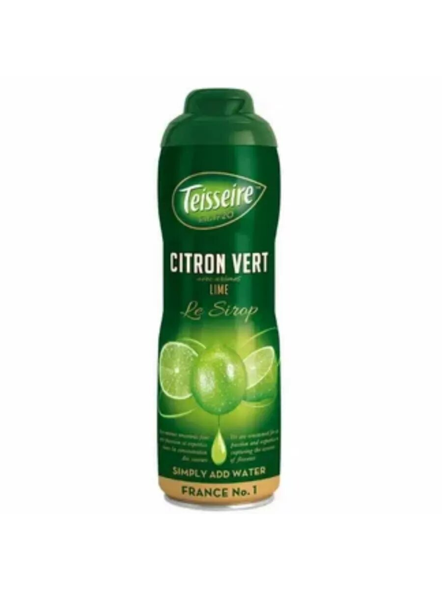 Сироп Teisseire "Citron Vert Lime" Лайм (600 мл) для десертов, коктейлей, кофе, чая и напитков Франция