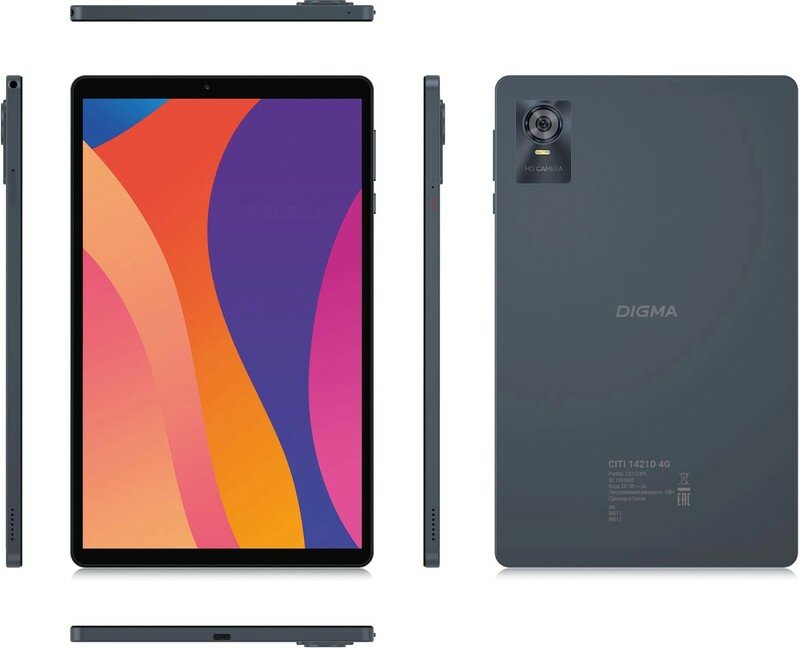 Планшет Digma CITI 1421D 4G 10.1", 3ГБ, 64GB, 3G, LTE, Android 13 серый
