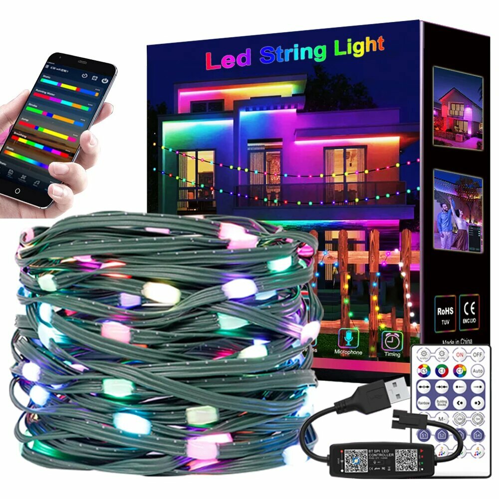 Светодиодная гирлянда Dreamcolor, 5 м, зеленая, USB