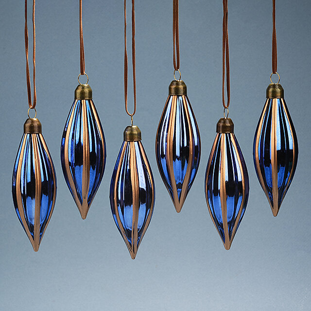 Елочные игрушки Burnley 11 см, 6 шт, стекло, Winter Deco, 4060251