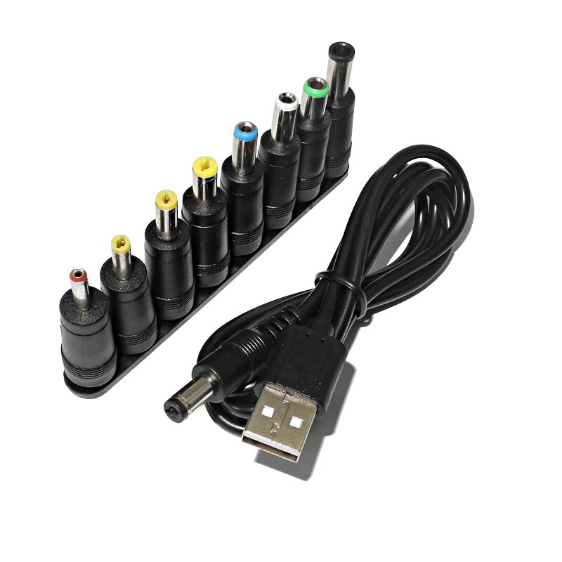 Универсальный кабель питания USB к разъему постоянного тока 5,5*2,1 мм, зарядный шнур 5 в с 8 наконечниками для выбора разъемов для ТВ-камер CC TV Box