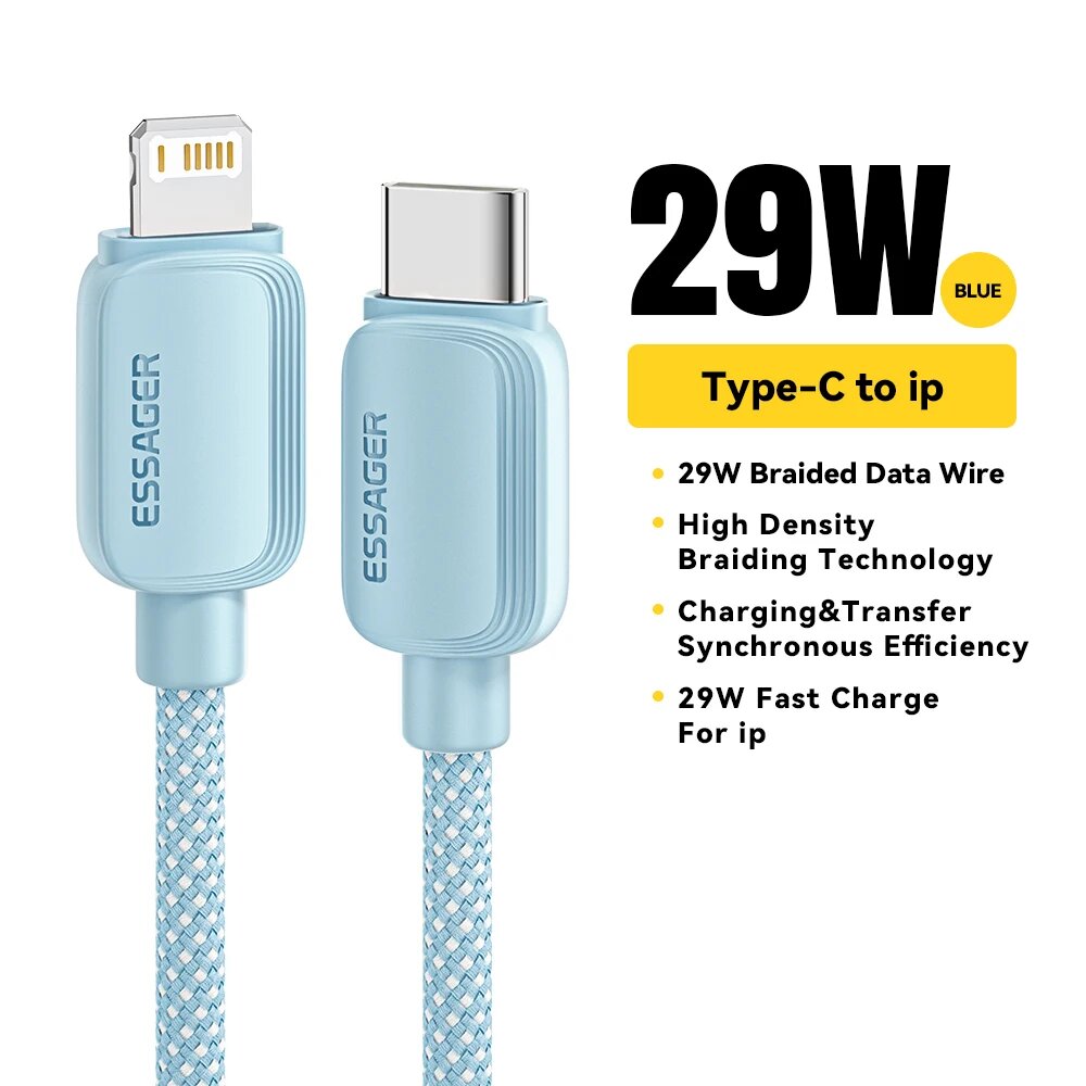 Кабель зарядный Essager USB Type-C для iphone, 29 Вт 2 м, 29W C-L BLUE