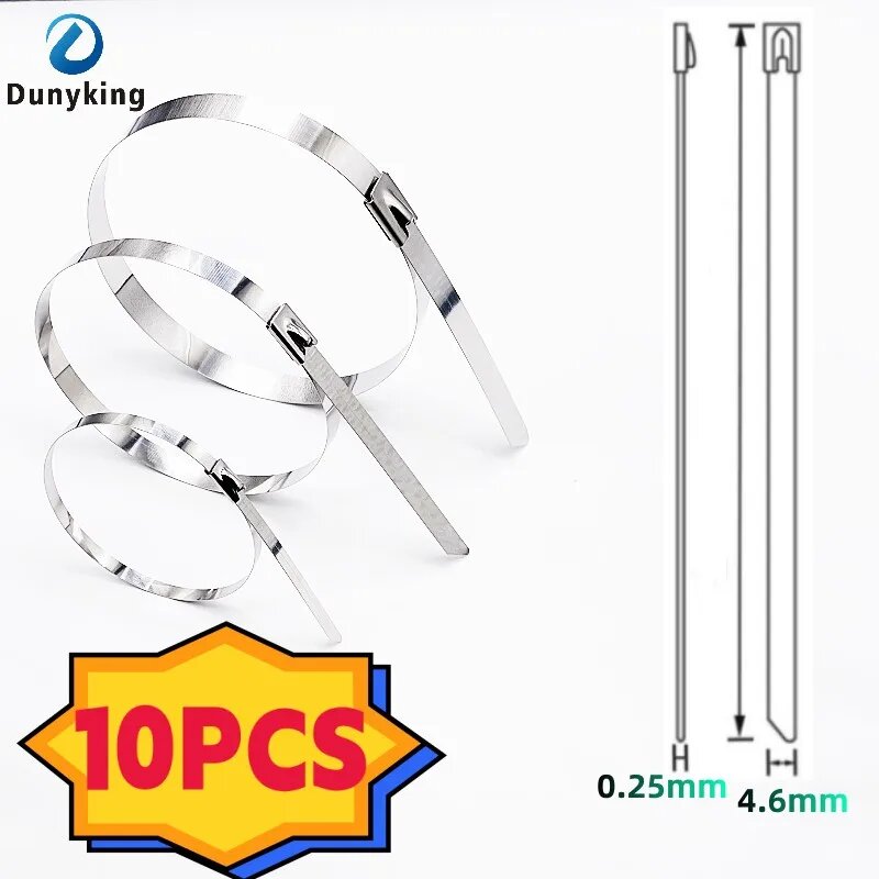 Металлические кабельные стяжки из нержавеющей стали 4.6x600mm, 10PCS
