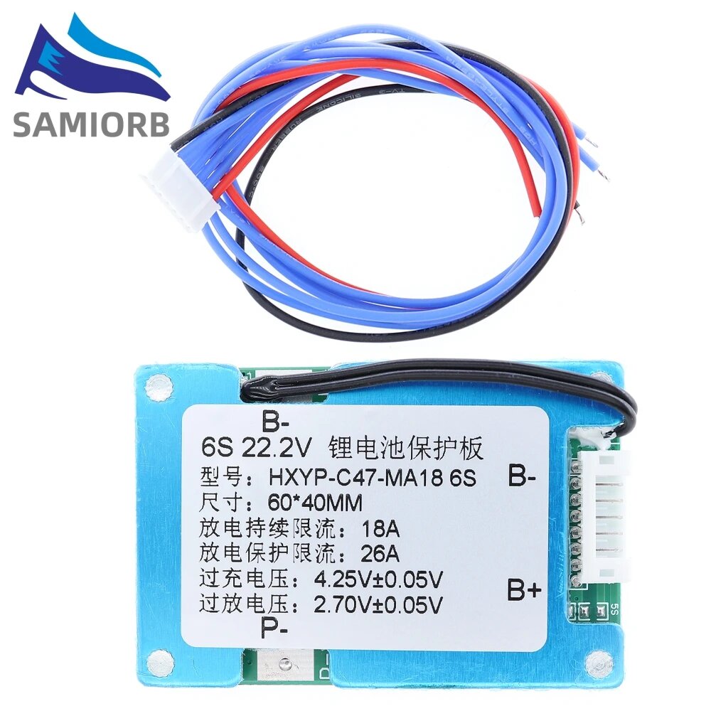 SAMIORE ROBOT 4S/5S/6S/7S BMS 18650 Литий-ионный аккумуляторная плата 6S 25.2V heat sink