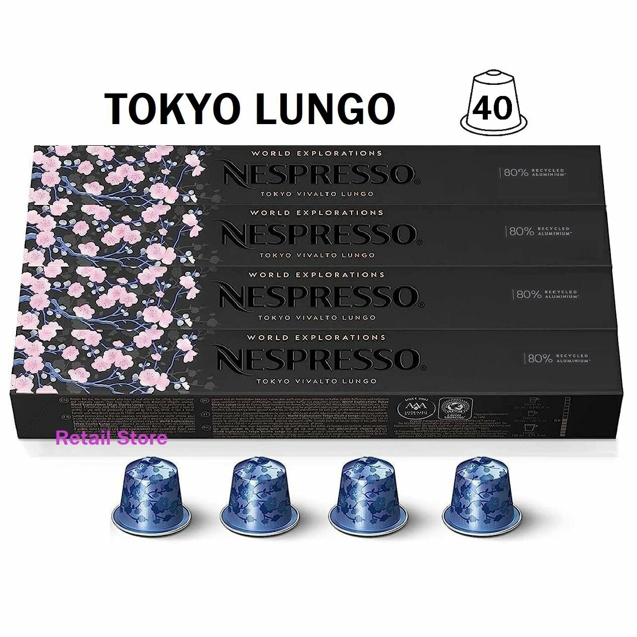 Набор кофе Nespresso TOKYO LUNGO, 4 упаковки (40 капсул)