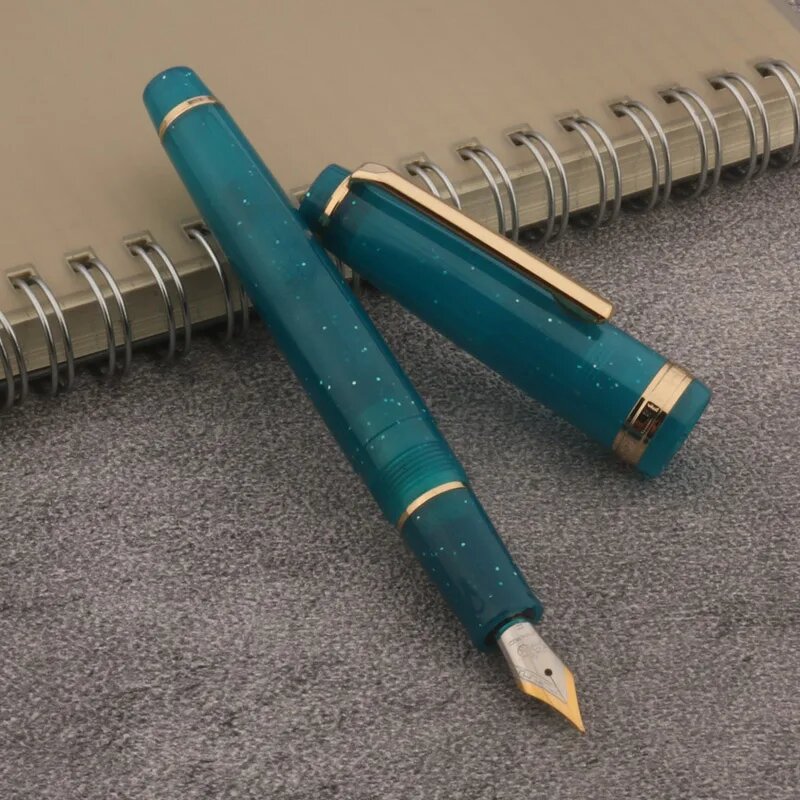 Перьевая ручка JINHAO 82 прозрачная вращающаяся золотая EF F M М, fluorescence blue