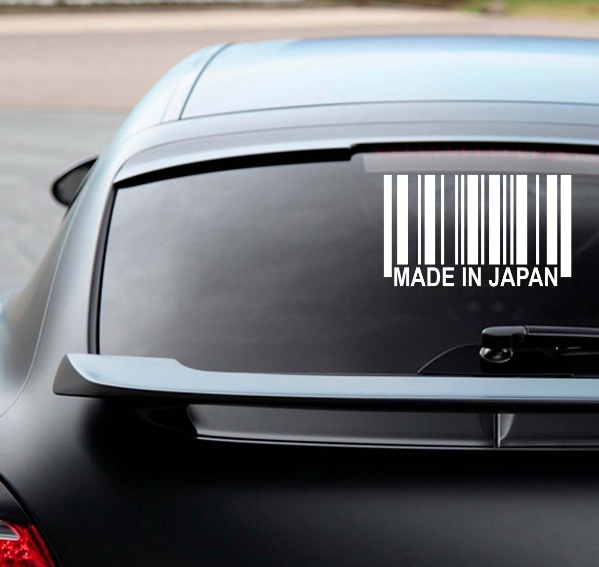 Автонаклейка "Skoda Studio - Штрих-код Made in Japan", 20 см x 12 см, белая, виниловая GRAFIX500 (Avery), глянцевая, самоклеящаяся, с монтажной плёнкой