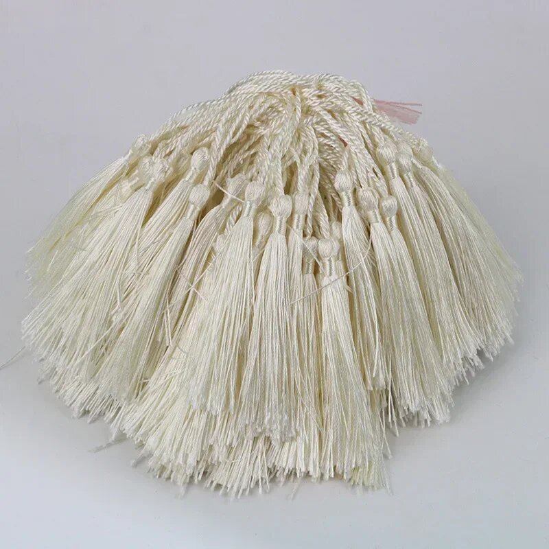 Полиэстер шелковая бахрома с кисточками 50 шт Бежевый, 18A Off white