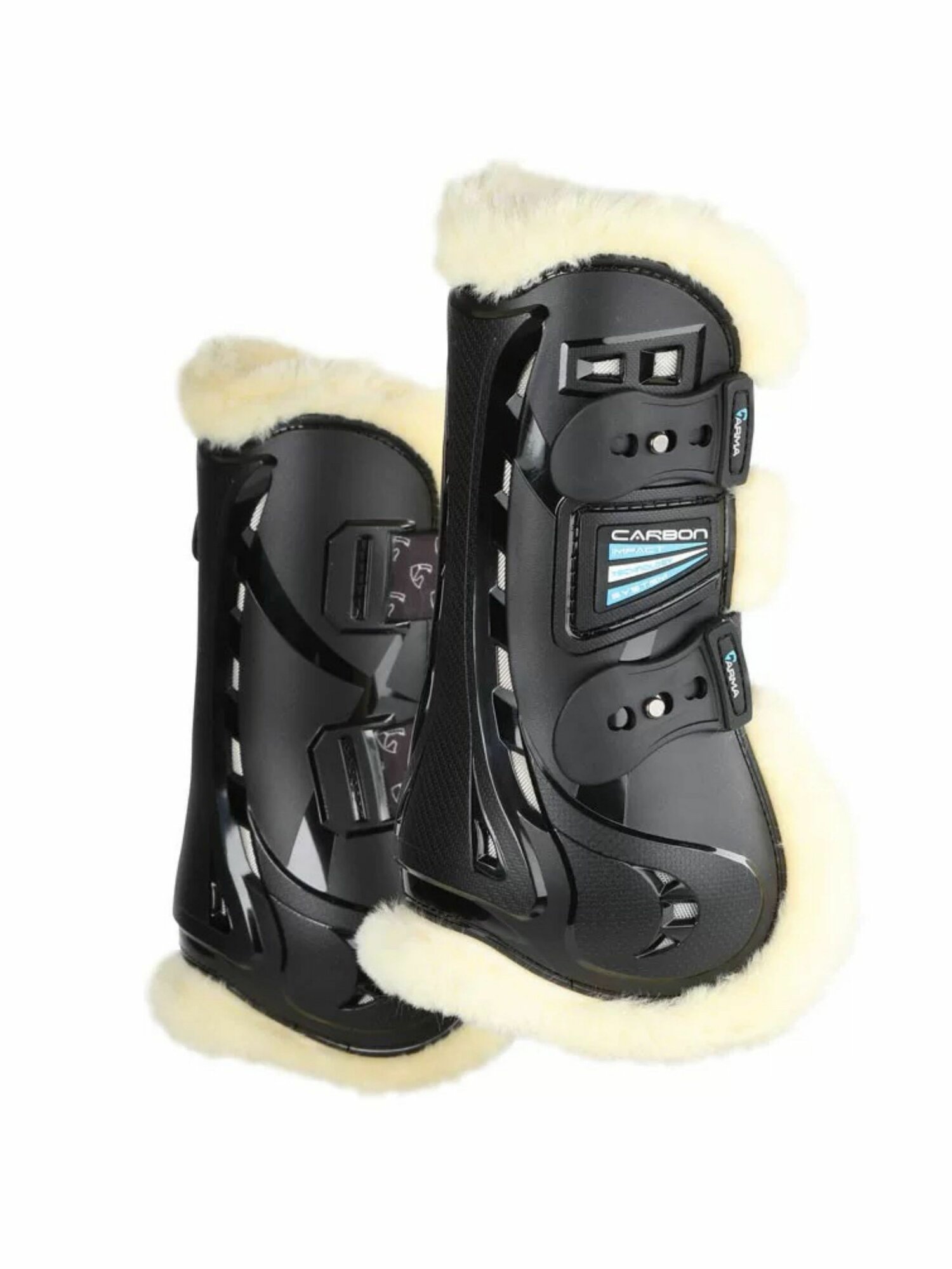 Ногавки для лошади с мехом комплект, Shires-Carbon, Цвет черный, Размер L