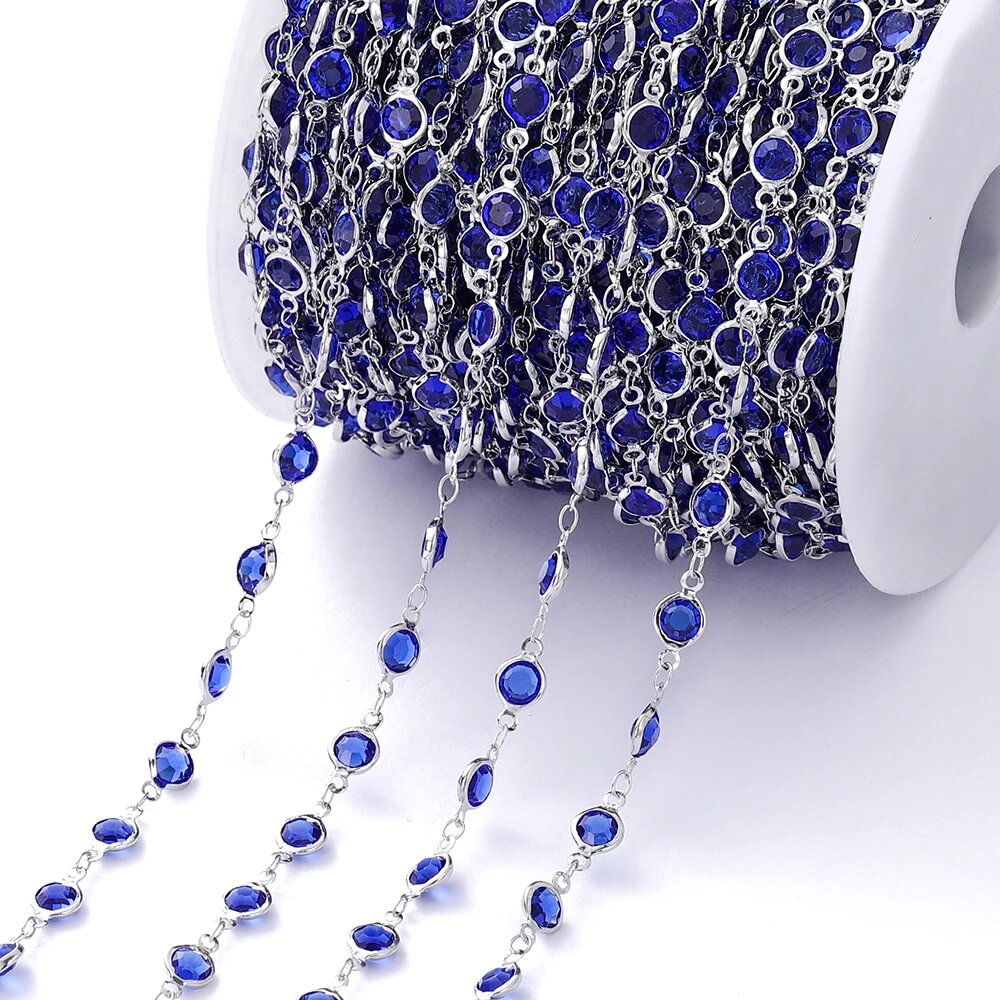 Золотая цепочка из хрустальных бусин YouYoungDifferent 1 метр Purple-Rhodium