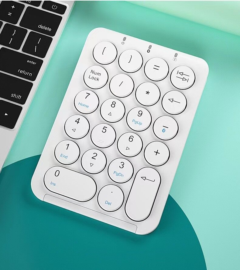 Клавиатура, беспроводная, Bluetooth, мини, в стиле ретро, круглая шляпа, белая