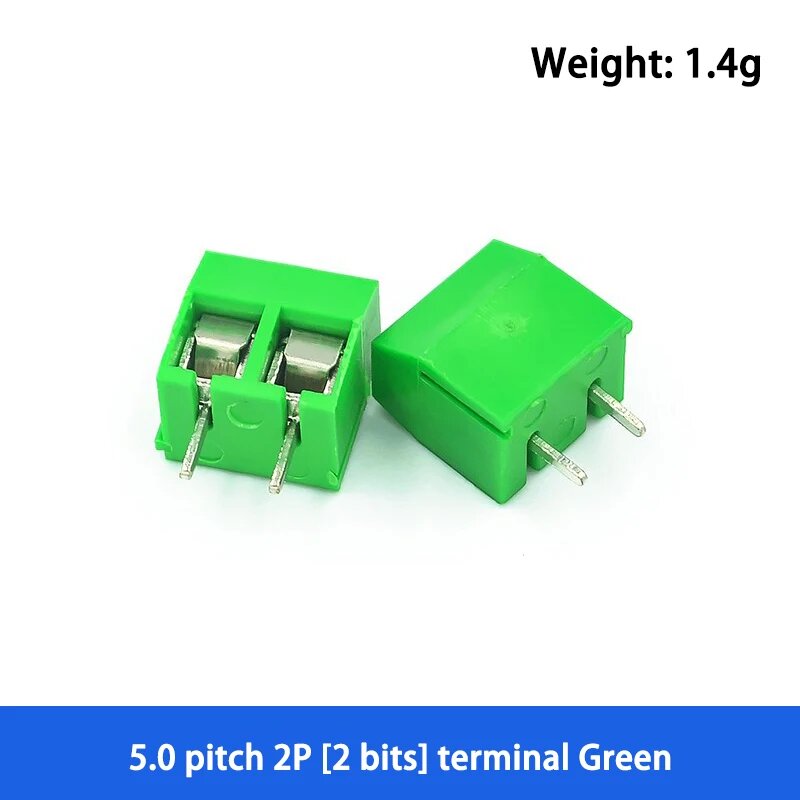 Клеммник 5.0 pitch 2P [2 bits] Green KF301