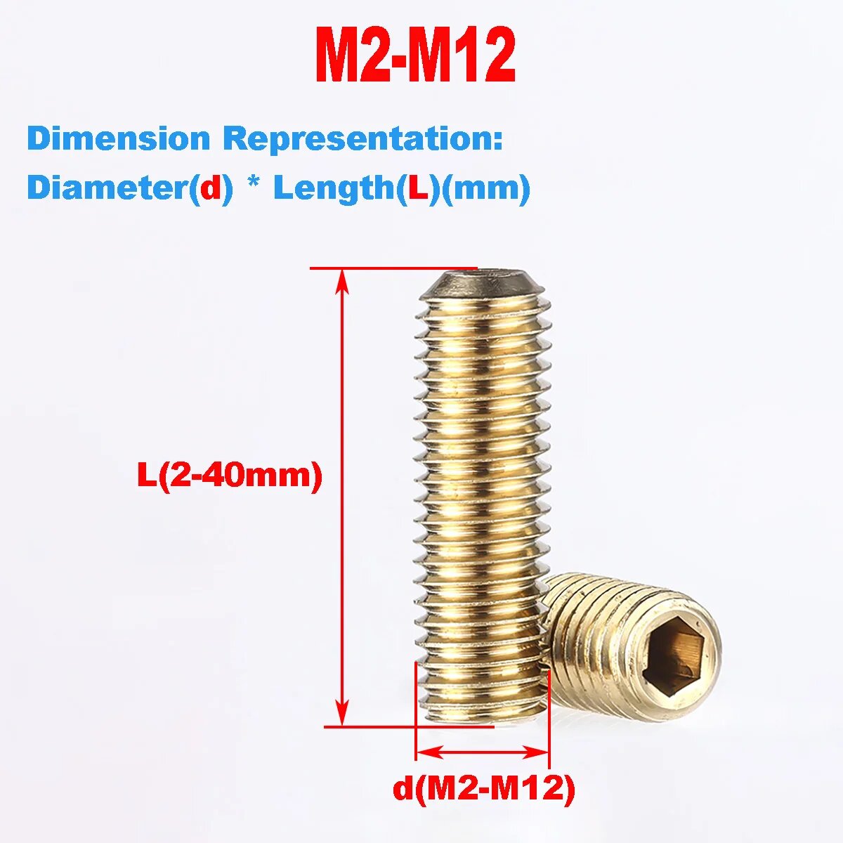Латунные винты с шестигранной головкой M2-M12 20pcs M5x20