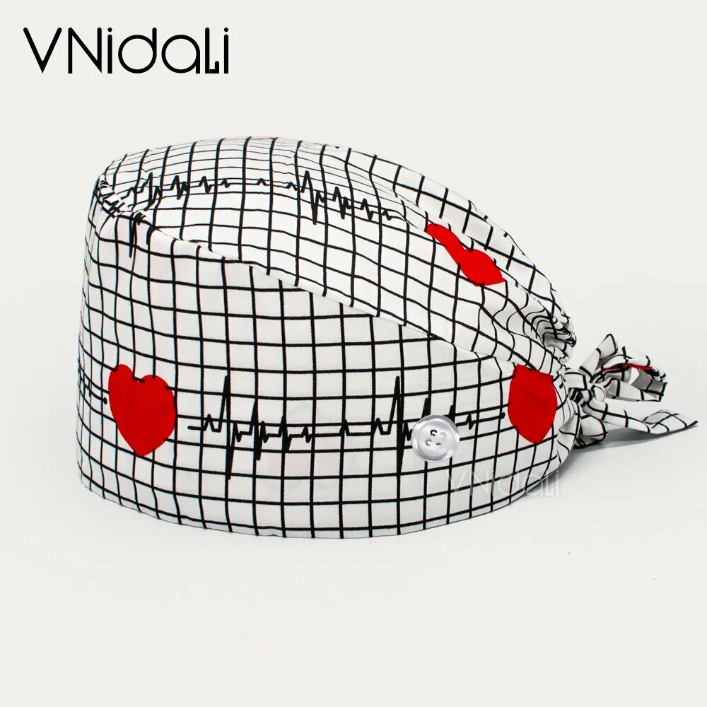 Шапка медицинская с принтом EKG, VNidali, цвет cap