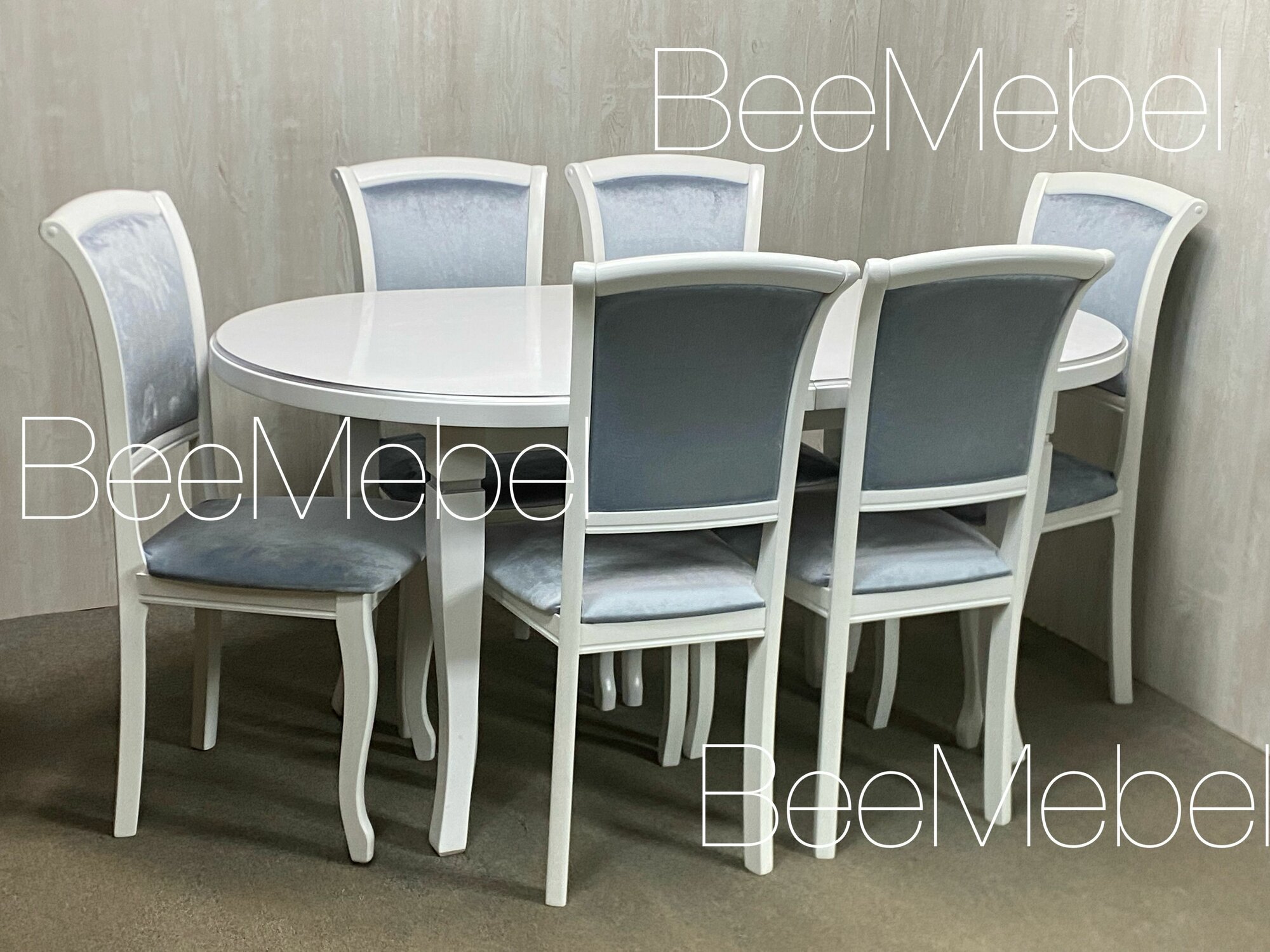 Обеденная группа, стол овальный раздвижной обеденный 160/90 см и 6 стульев