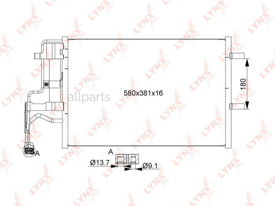 LYNXAUTO RC0369 Радиатор кондиционера с осушителем
