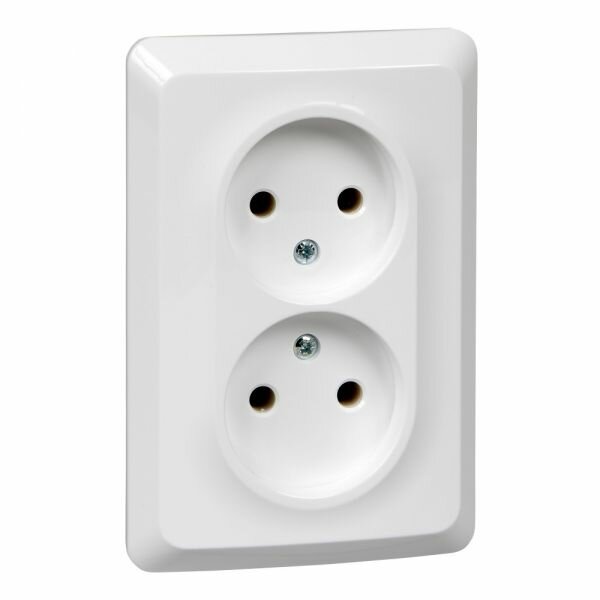 Systeme Electric Этюд Белая Розетка 2-ая без заземления без шторок 16А 250B PC16-105B