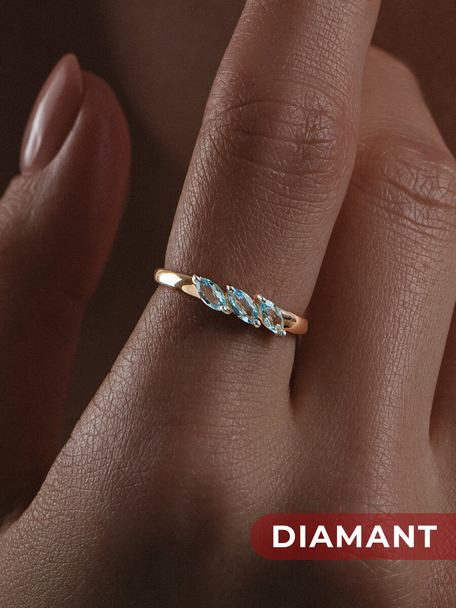 Кольцо, красное золото, 585 проба, топаз