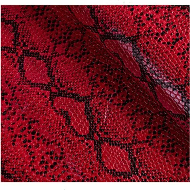 Кожаная ткань с тисненым змеиным узором, розовый, красный Красный, Red 07