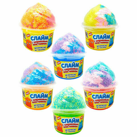 12 шт. Слайм (лизун) + шариковый пластилин, 115 г, ассорти 6 видов, JOLLY JOT (джоли джот), 665949