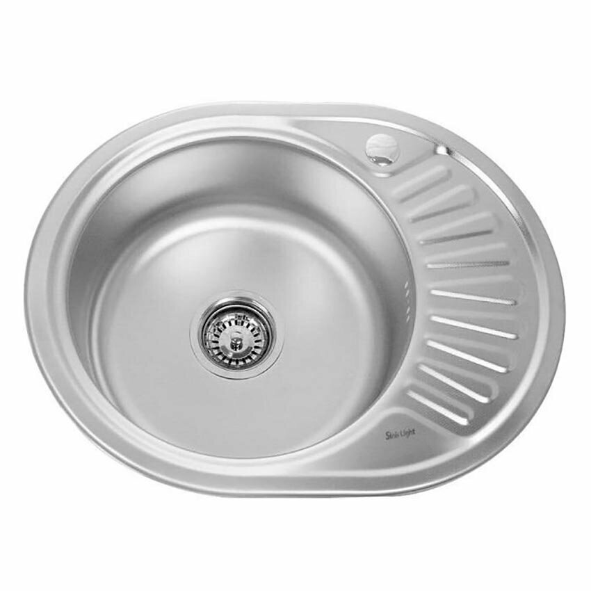 Мойка кухонная врезная овальная нержавеющая сталь 57х45 SINKLIGHT N 5745 L 0.8/180 1E матовая левая