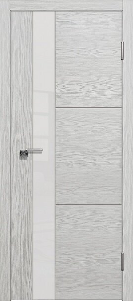 Межкомнатная Дверь Verda Дания 2 Ясень Серый со Стеклом Лакобель Белое 2000х800мм (Полотно+Коробка+5 Наличников) / Верда.