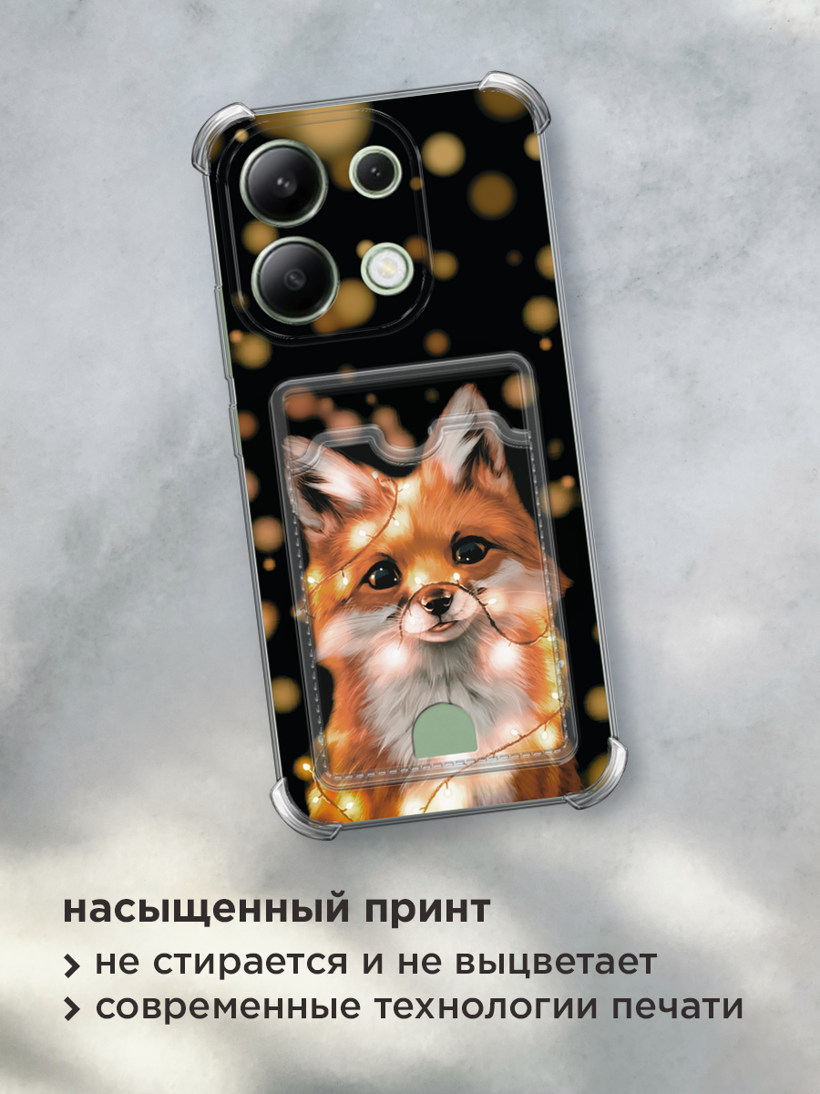 Чехол на Xiaomi Redmi Note 13 4G (Global) (Сяоми Редми Нот 13 4G) с картой и принтом Лиса