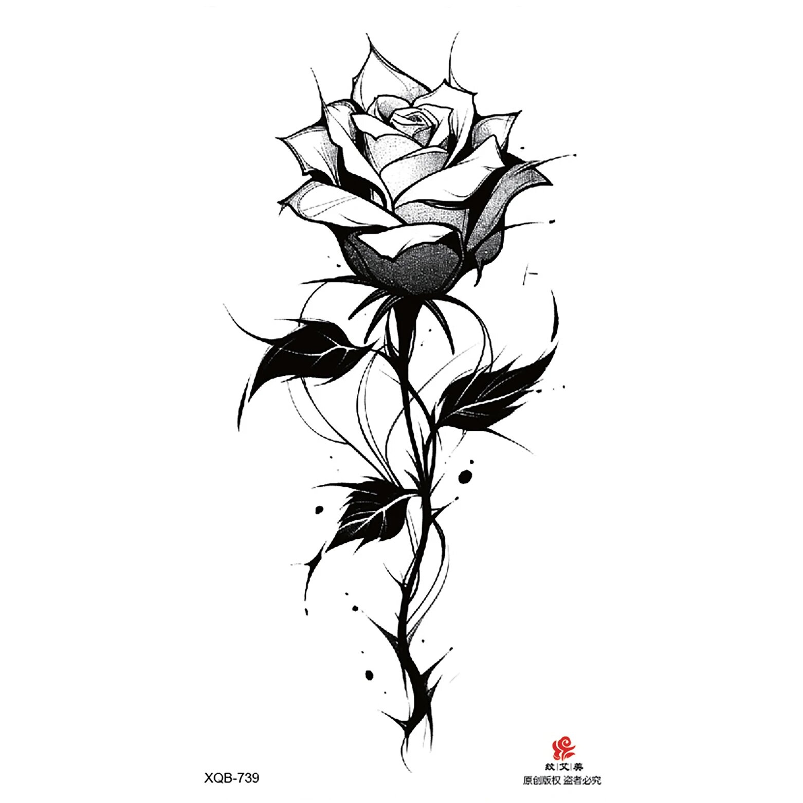 Черный цветок, водостойкая временная татуировка, наклейка, красота, бабочка, роза для женщин, 3D вспышка, боди, рука, моющиеся поддельные татуировки 14-QXQB-739