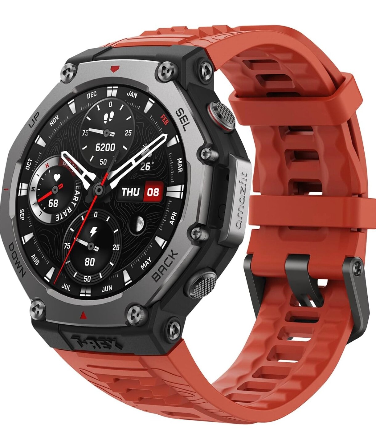 Смарт-часы AMAZFIT T-Rex 3 A2323, 48.5мм, 1.5", оранжево-черный/оранжево-черный [1746721]
