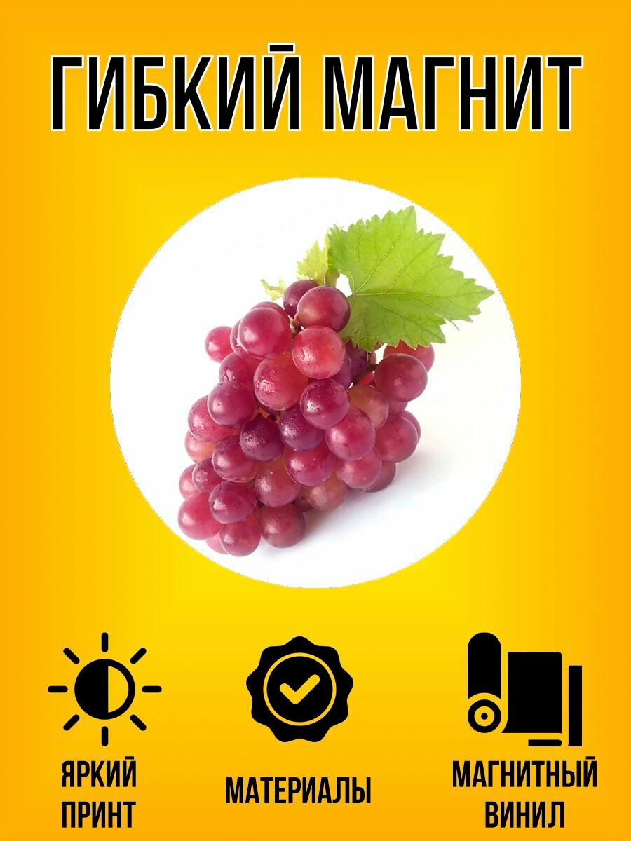 Магнит гибкий круглый с принтом Виноград