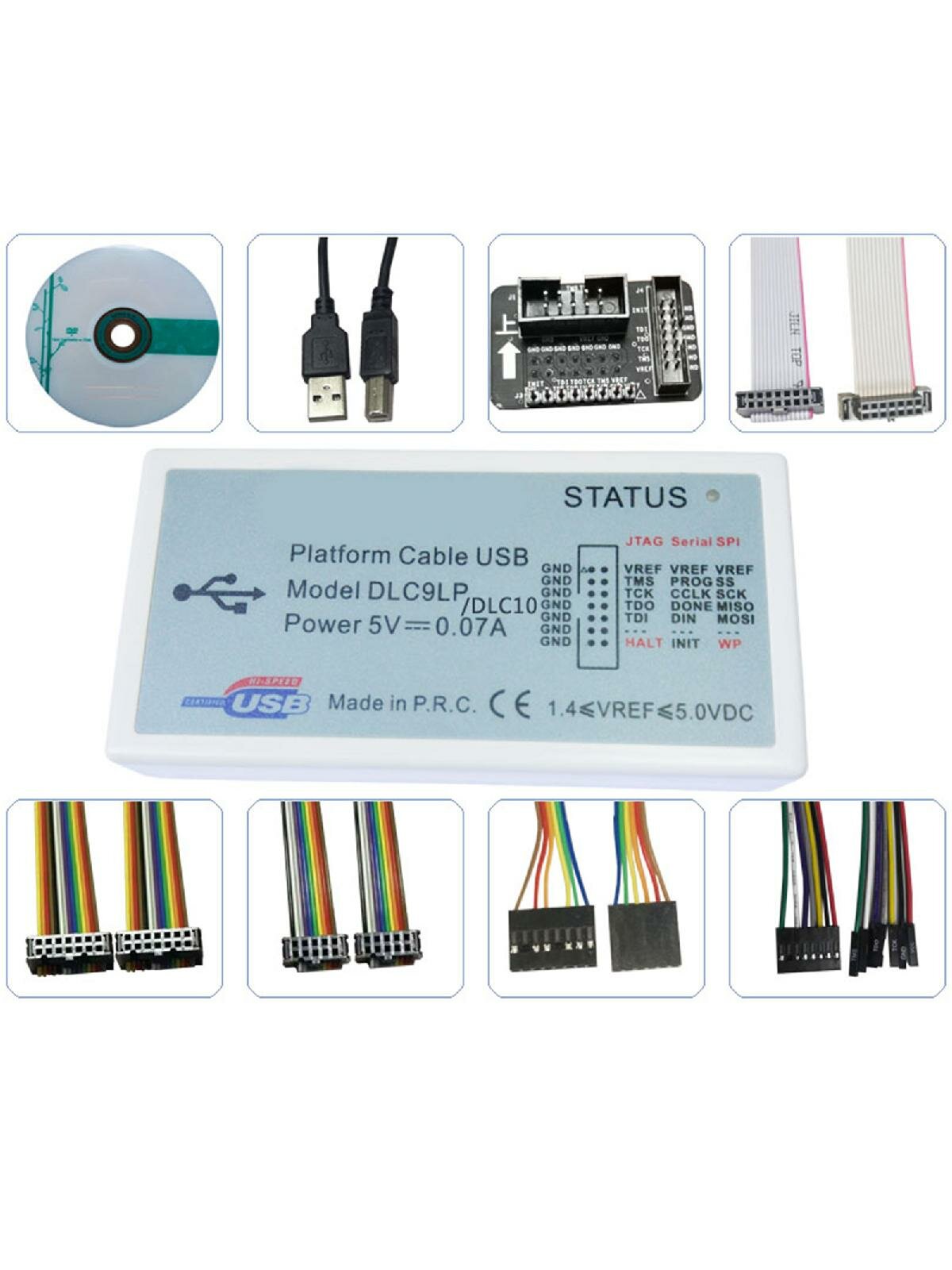 Xilinx Platform Cable USB FPGA CPLD Jtag SPI Download Debugger Programmer DLC9 DLC9LP with USB Type-B Cable DC5V 0.07A