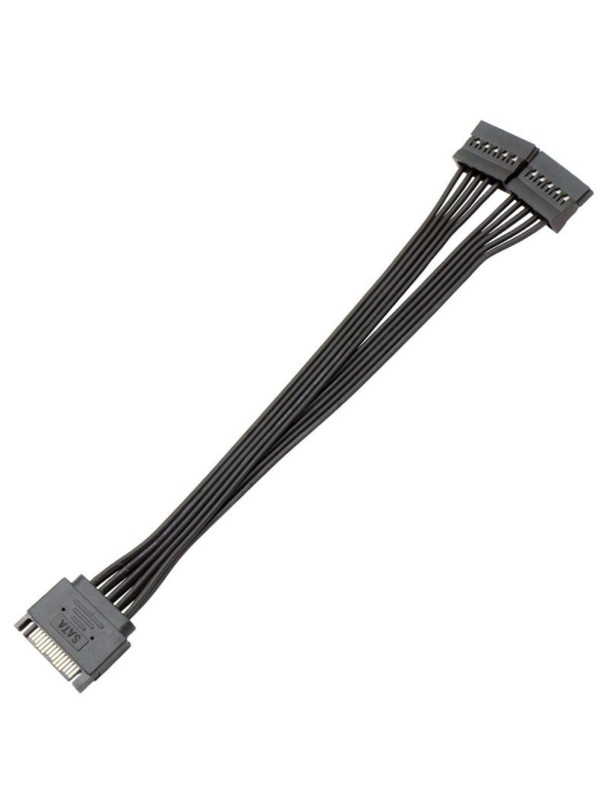PC Server Computer Hard Drive 15Pin Sata 1 Male to 2 Female Splitter Power Cable Cord 18AWG