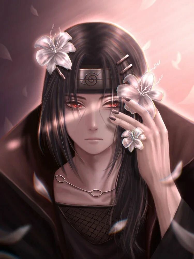 Алмазная картина "Учиха Итачи" алмазная огранка 40х50 см,40X50CM, белый