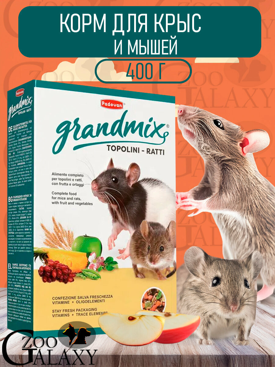 PADOVAN Grandmix корм для взрослых мышей и крыс, основной 400г