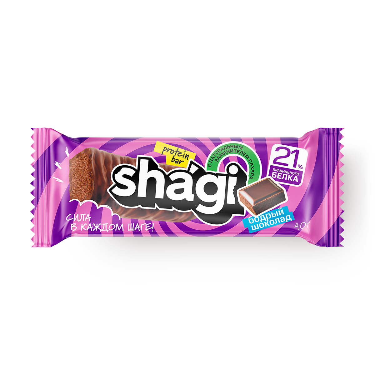 Батончик Shagi, протеиновый, со вкусом шоколада, мягкая упаковка, 40 г