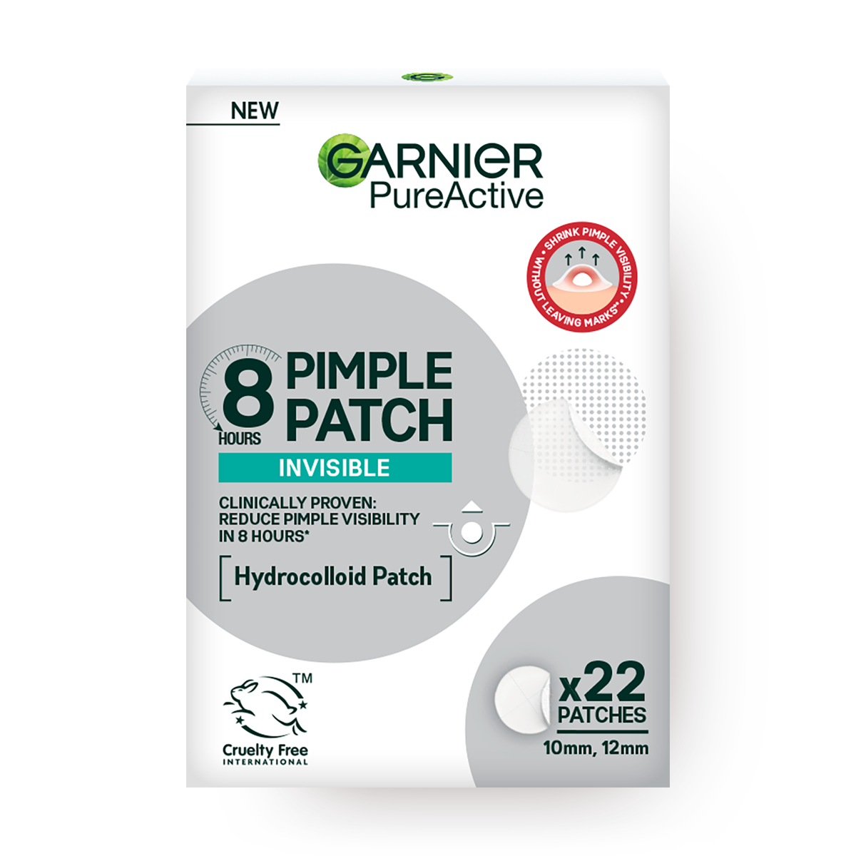 Патчи Garnier, против прыщей, гидроколлоидные, в коробке 22 шт