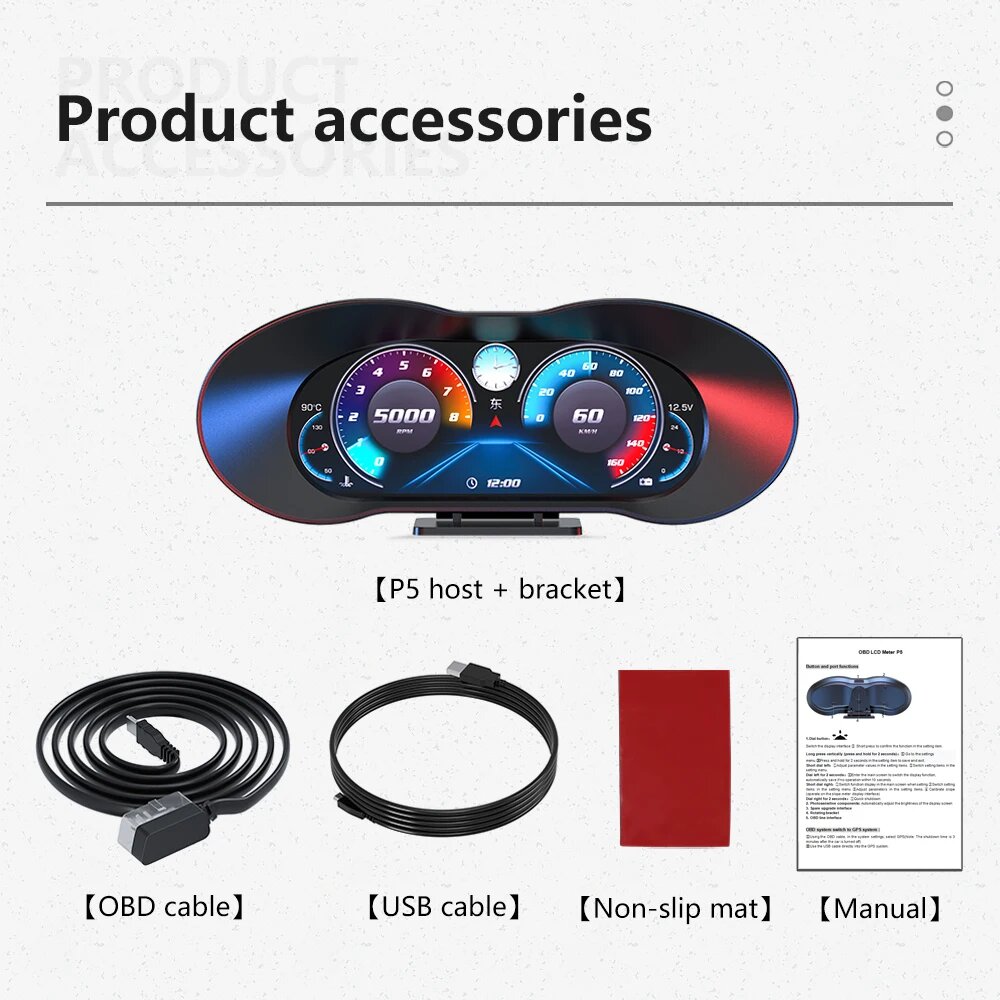 Авто P5 Проекционный дисплей EOBD Бортовой компьютер Автомобильный цифровой OBD2 Автомобильный тахометр Turbo Пресс масла Температура воды + GPS Спидометр