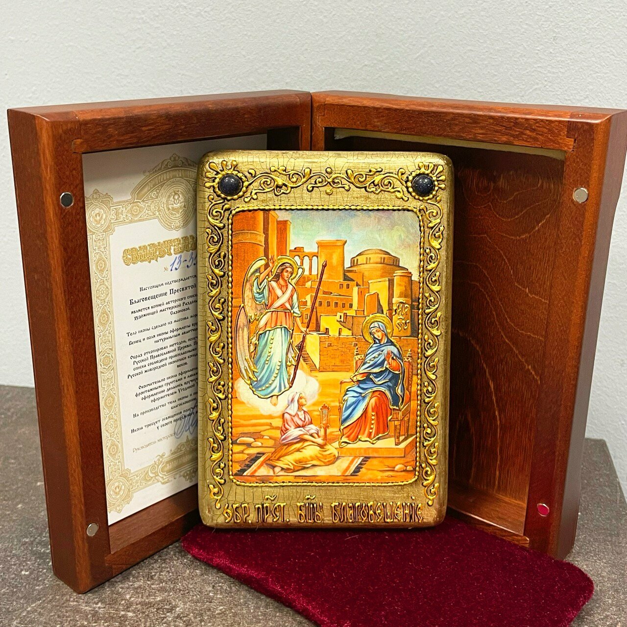 Икона Благовещение Пресвятой Богородицы в шкатулке, 10 х 15 см