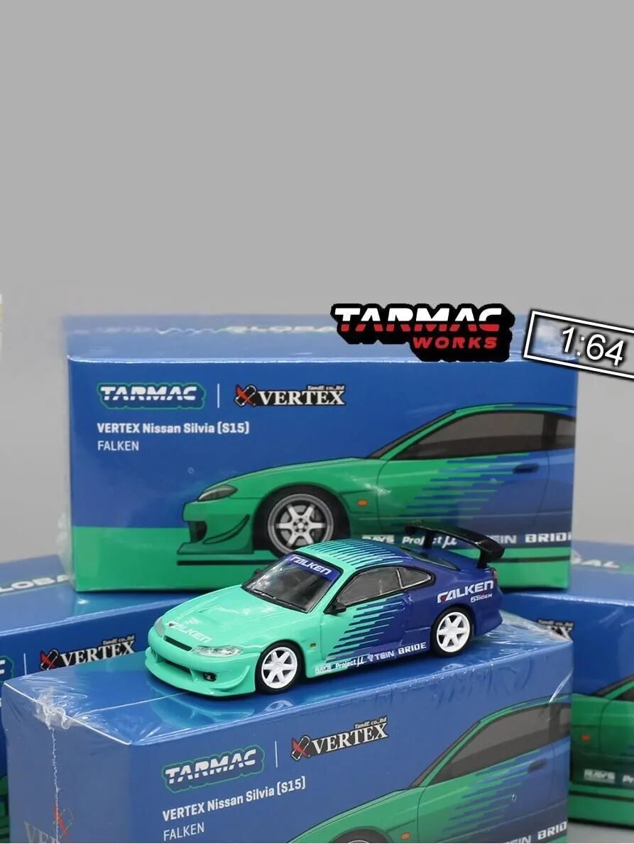 Машинка Tarmac Works TW 1/64 VERTEX Nissan Silvia S15 FALKEN Die-cast Alloy Car Model Collection Display Gift
