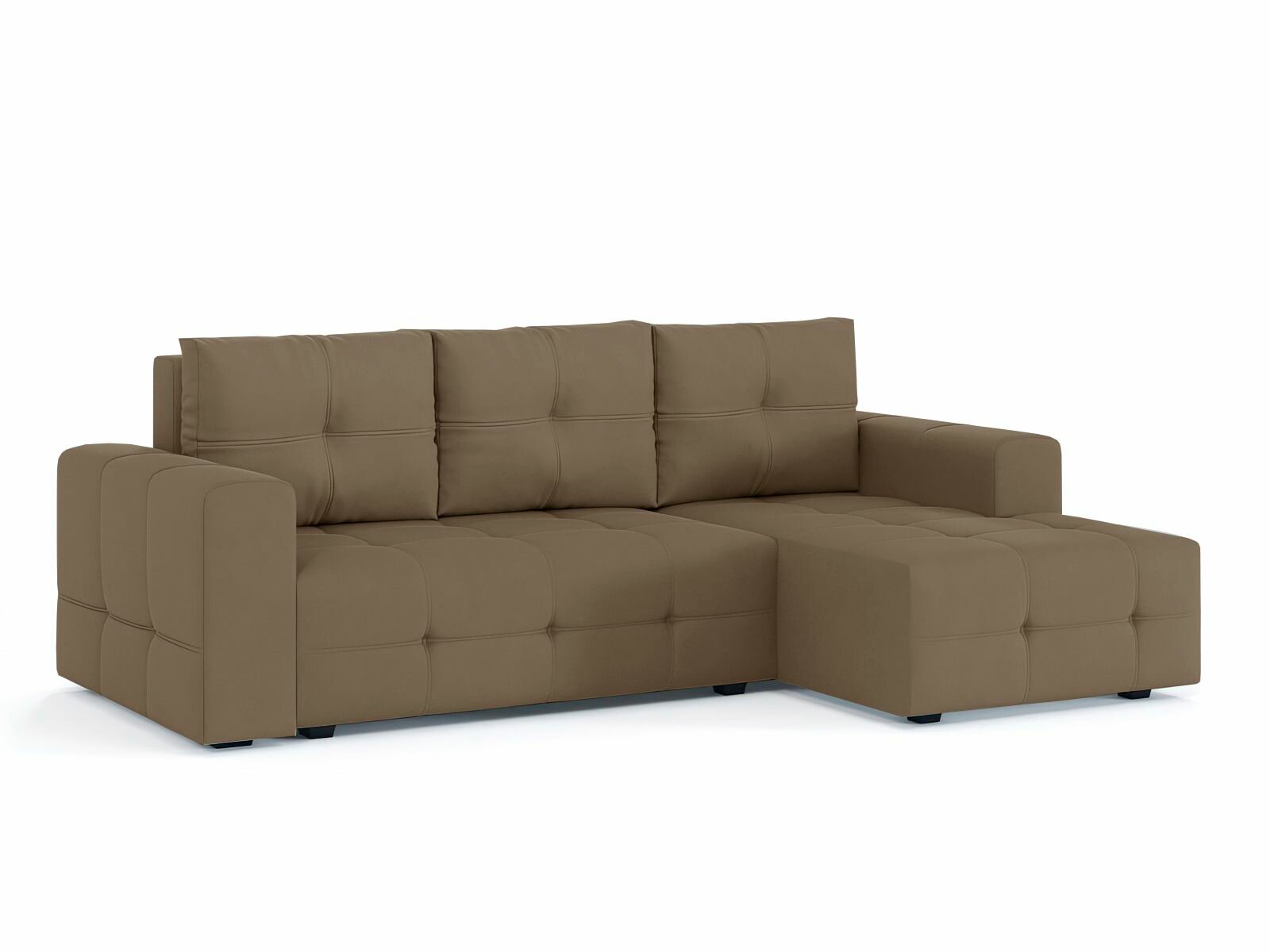 Угловой диван Прадо, еврокнижка, угол левый/правый, велюр Зара Капучино 3