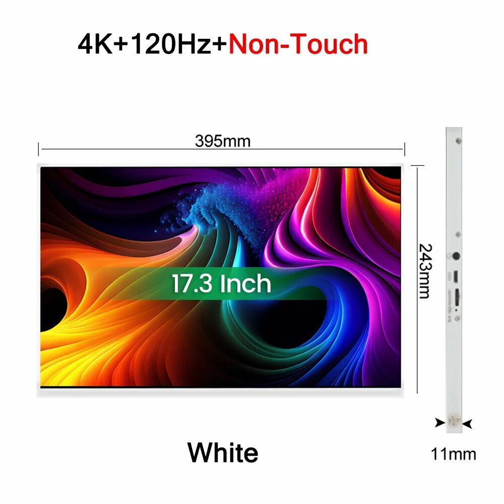 Портативный монитор REALZA 17,3 дюйма 4K 120Гц 4K 120Hz White, Европейская вилка (EU Plug)