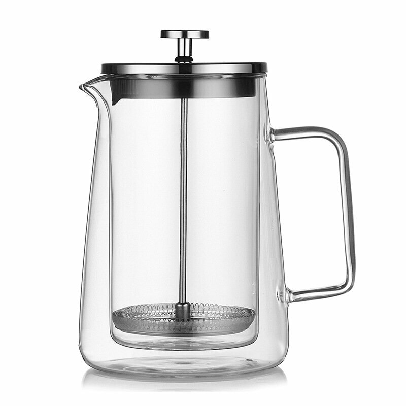 Стеклянная французская пресса, термостойкая, двухслойная кофейная кастрюля, изолированная кофейная посуда, домашний фильтр, кастрюля для разделения, стеклянная кастрюля