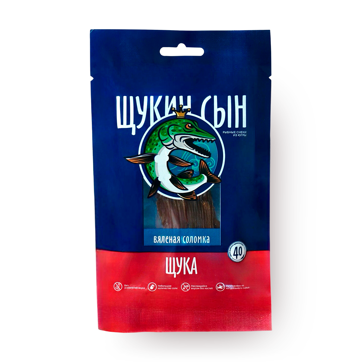 Вяленая щука "Щукин сын", без добавок, 40 граммов, 1 упаковка