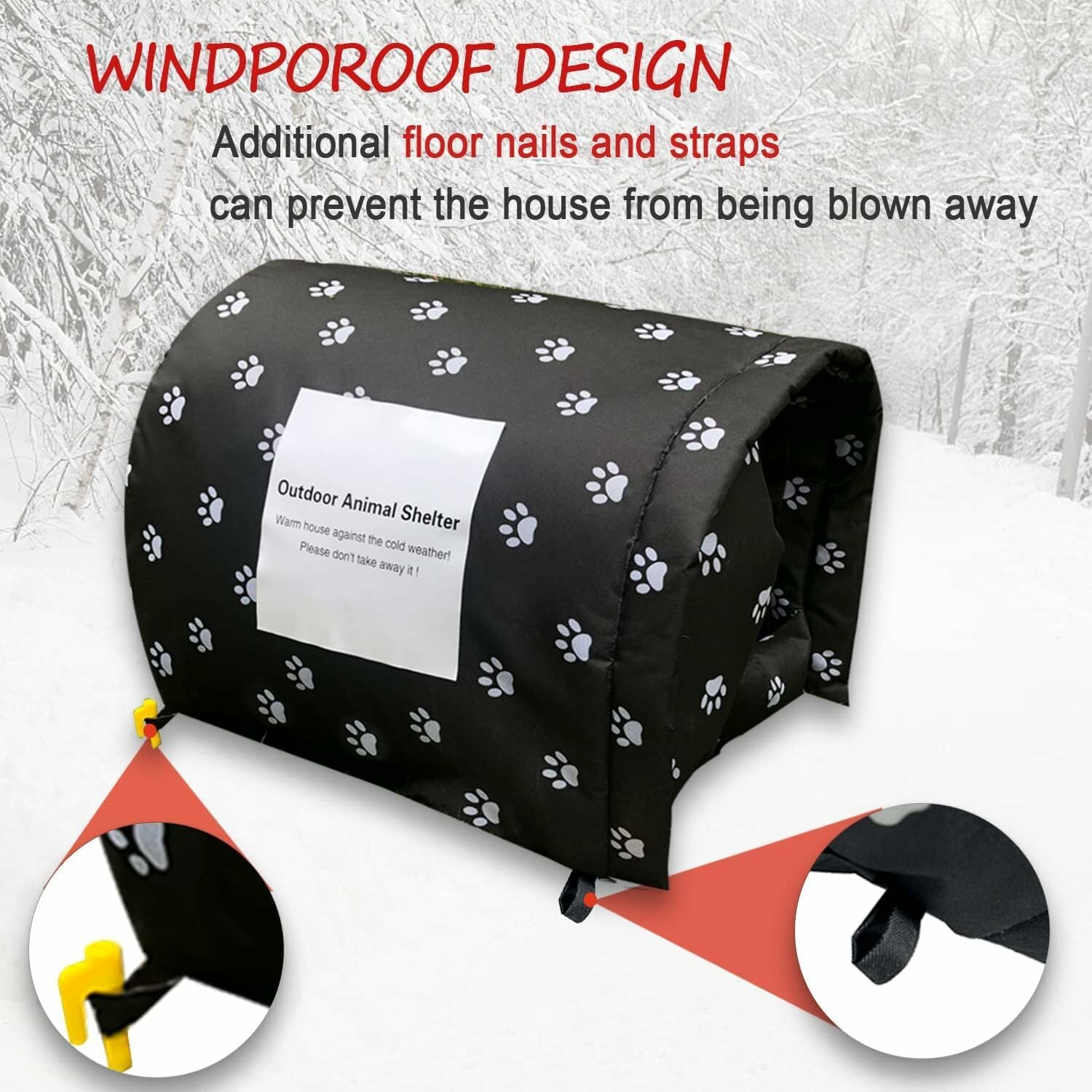 DINGXIAN Уличный тёплый дом для кошек большого размера L, водонепроницаемый складной домик для 3 взрослых кошек или собак, утеплённое зимнее укрытие с хлопковым наполнителем