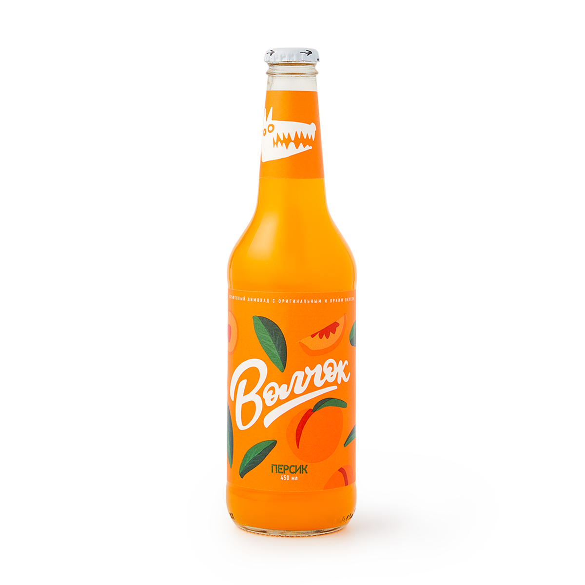 Лимонад Волковская Пивоварня "Волчок", персик, газированный, 0,45 л