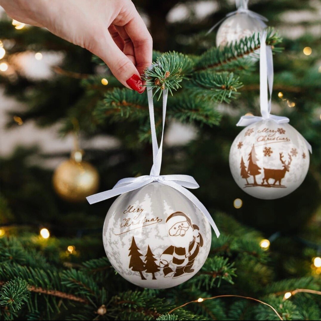 Набор елочных украшений, 7 шаров, небьющихся, шары на елку красивые.