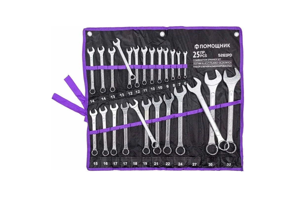 Ключи комбинированные гаечные Помощник, набор 25 предметов, 6 - 32 мм